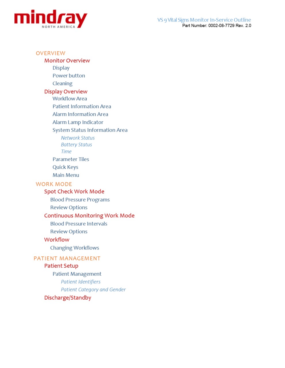 Clinical Education Outlines And Objectives